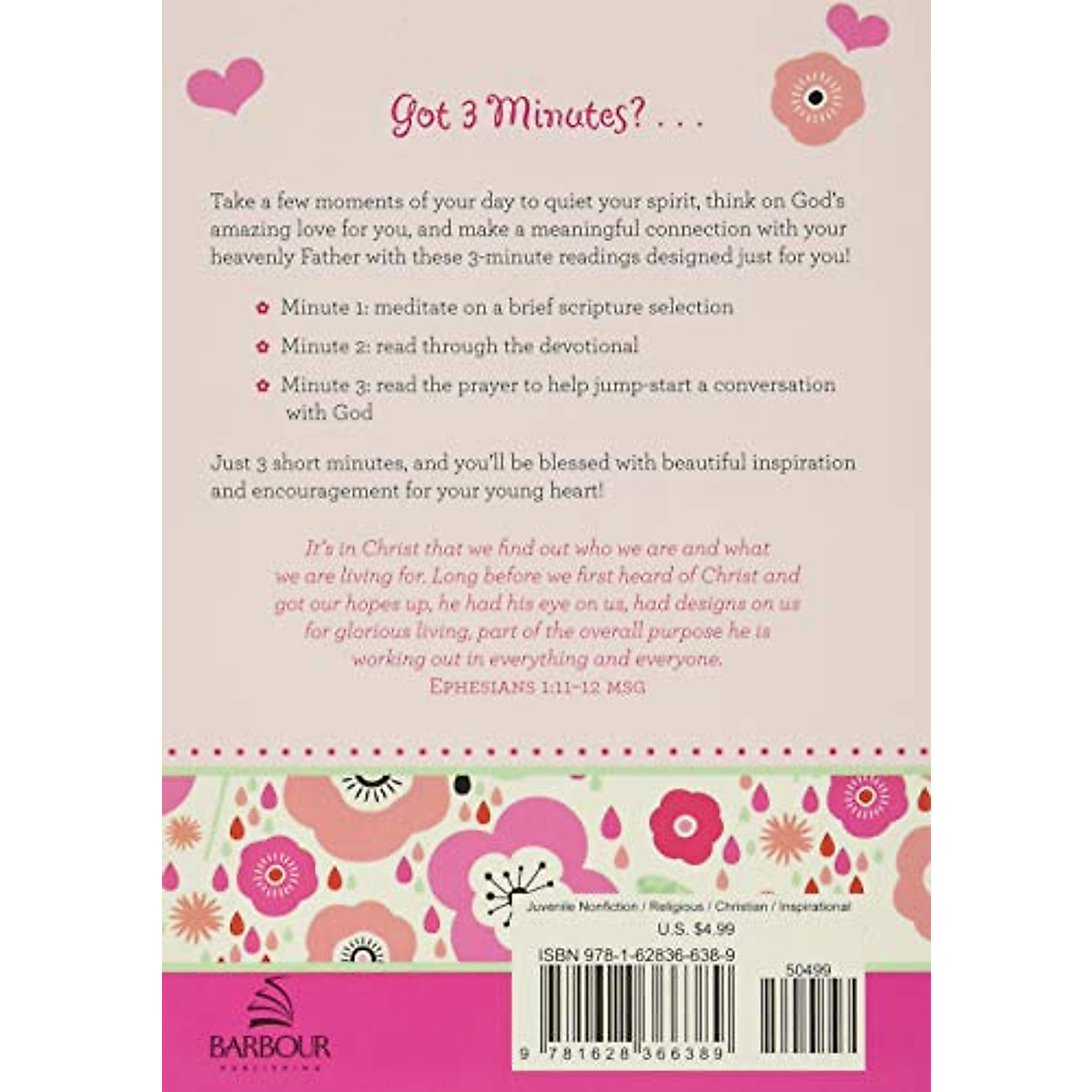 3-Minute Devotions for Girls: 180 Inspirational Readings for Young Hearts