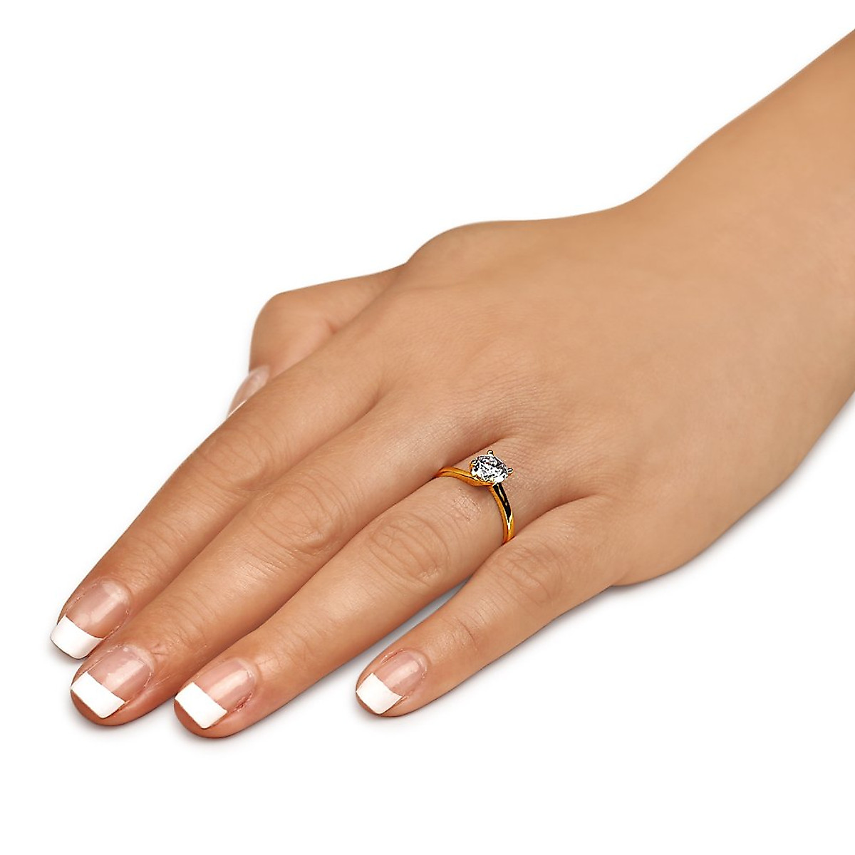 Size - 4.5 - Solid 14k Yellow Gold Round Cut Cross Over Twist Solitaire Wedding Engagement Ring CZ Cubic Zirconia 1.0ct.