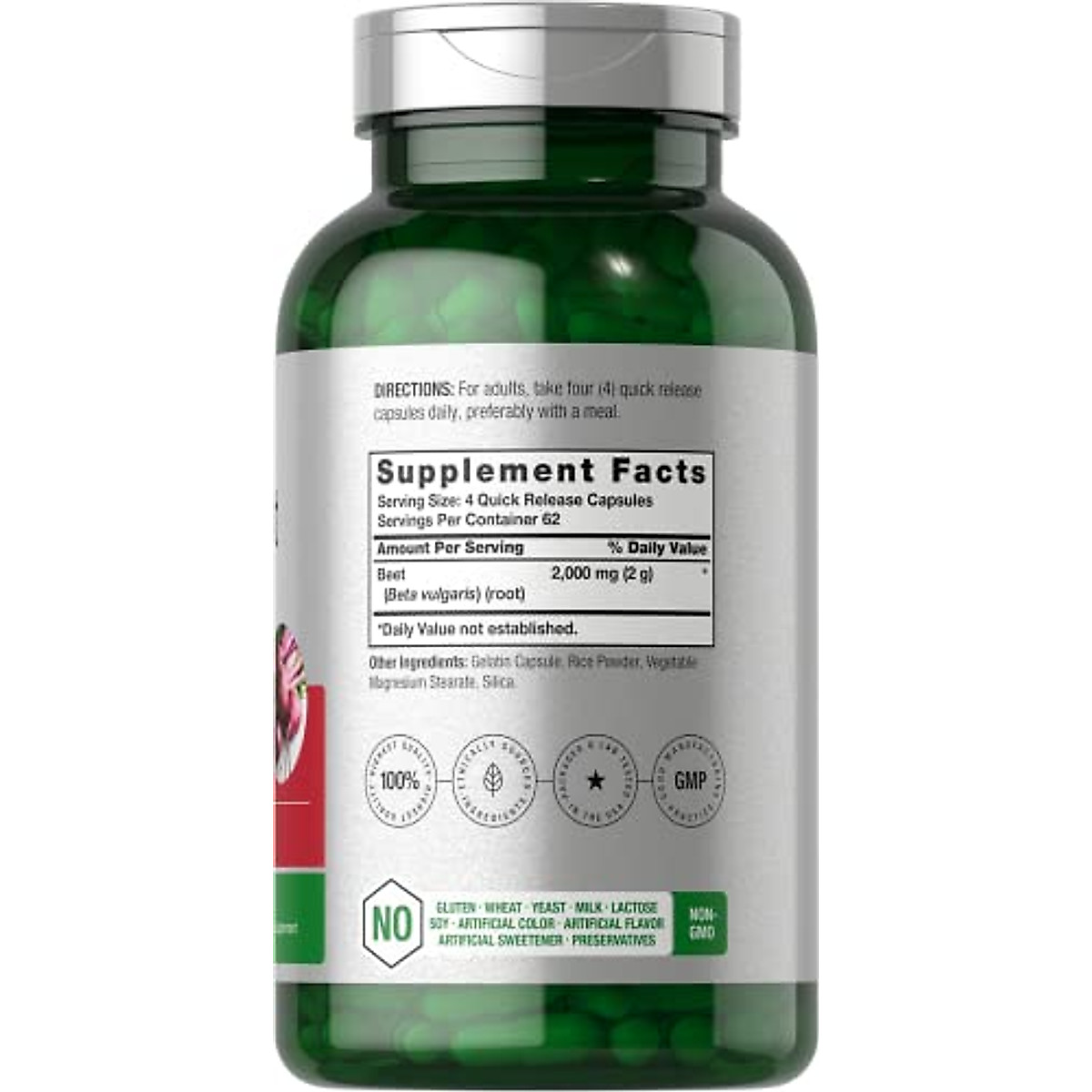 Beet Root Powder Capsules | 250 Pills | Herbal Extract | Non-GMO, Gluten Free, and DNA Tested Supplement | by Horbaach