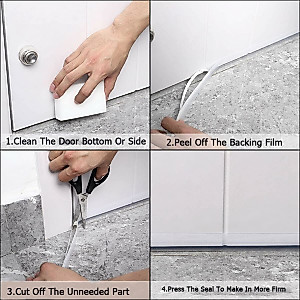 ZningEsxi Door Draft Stopper Under Doors Seal Silicone Seal Strip 2M/78inch Self Adhesive Window Sealing Sticker Bottom Adhesive Black (Width 2.5 cm)