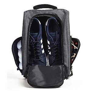 Athletico Golf Shoe Bag - Zippered Shoe Carrier Bags With Ventilation & Outside Pocket for Socks, Tees, etc. (Gray)