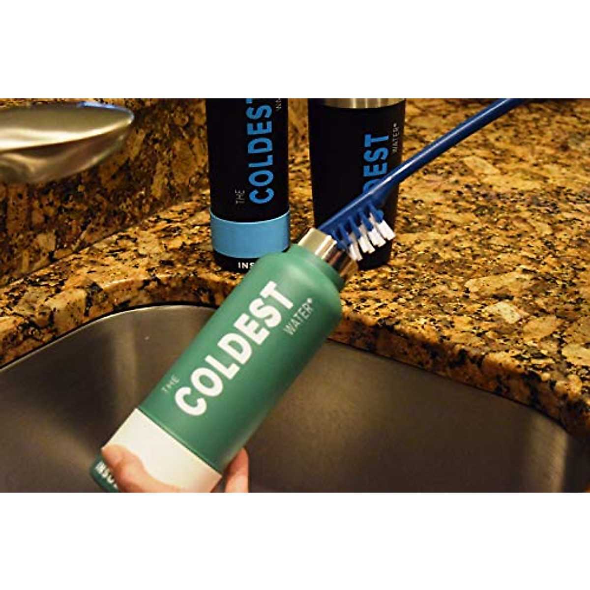 The Coldest Water Bottle Brush - Built for Stainless Steel Water Bottles,Tumblers, Easy, Safe Cleaning and Scrubbing - 3 Tools in 1