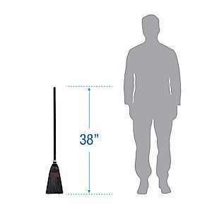 Boardwalk BWK951BP Flag Tipped Poly Bristle 37 in. - 38 in. Length Lobby Broom - Natural/Black (1 Dozen)