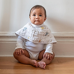 aden + anais Disney Burpy Baby Bib, 100% Cotton Muslin, Soft Absorbent 4 Layers, Multi-Use Burp Cloth and Bib, 22.5” X 11”, Single, Winnie the Pooh and Friends