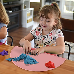 Silicone Toddler Placemats, Food Catching Baby Placemats for Kids Toddler Children Reusable Baby Food Mats for Restaurant, 2Pack,Baby Blue/Pink