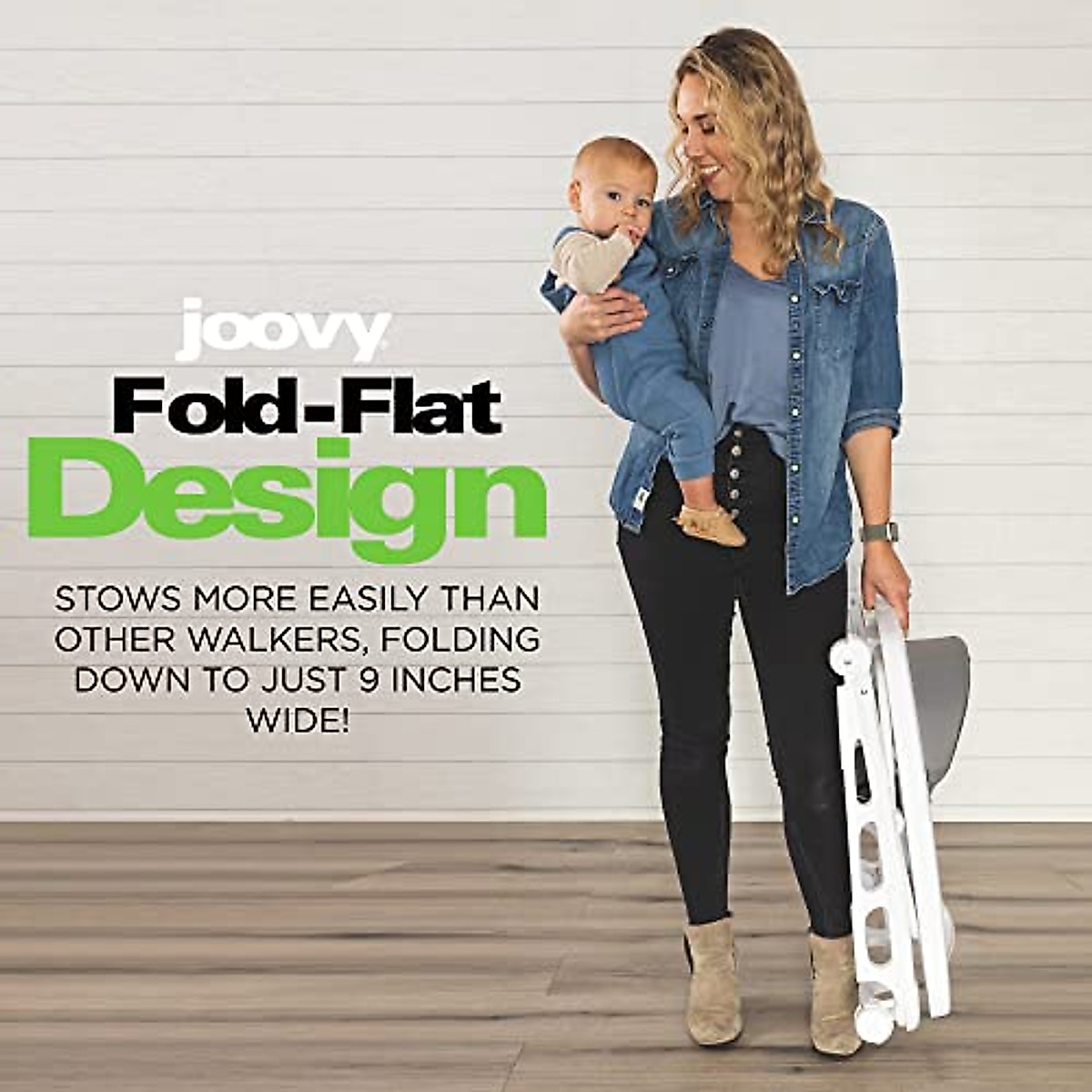 Joovy Spoon Baby Walker & Activity Center Featuring Three Adjustable Heights, Tough Luggage Grade Seat Material, and 30 lb Weight Capacity - JPMA Safety Certified (Charcoal)