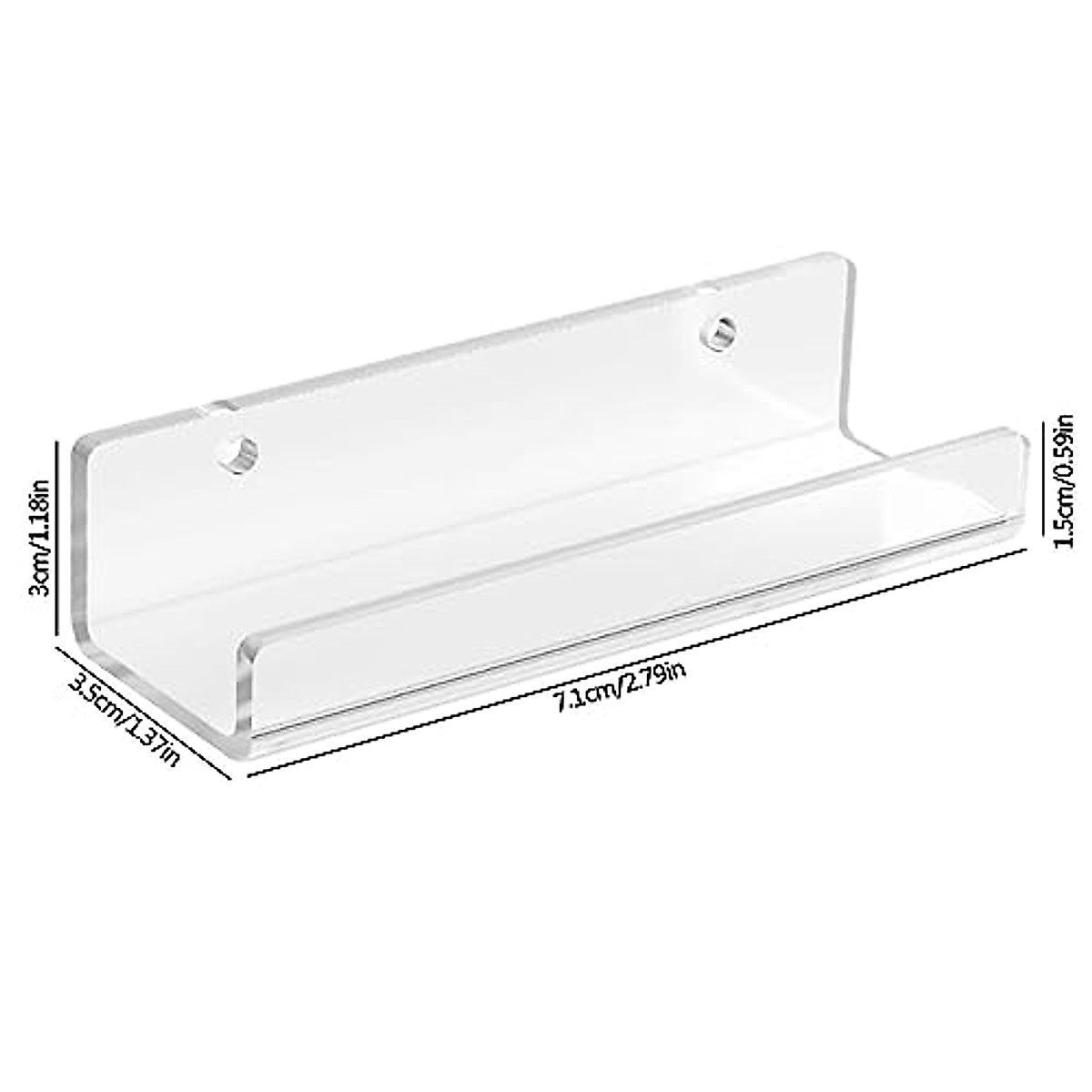 UEMIS Clear Floating Shelf Rack, 6 Pcs Record Wall Mount, Acrylic Wall Ledge Shelves with Screws and Tape,Floating Acrylic Bathroom Shelves, Acrylic Wall Mount Shelf for Store Home Office Apartment.