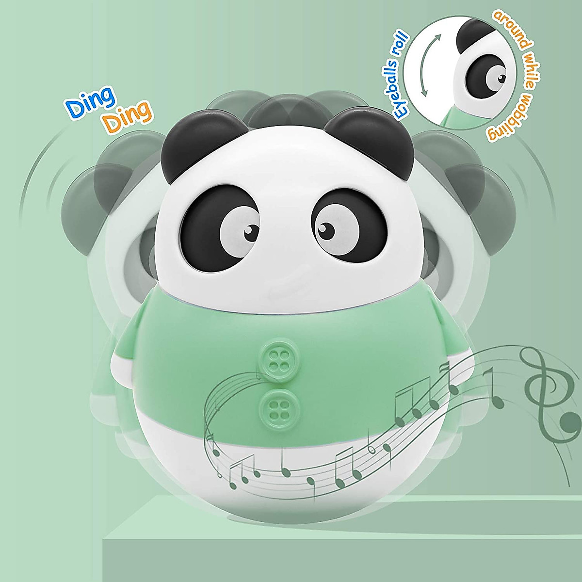 Conzy Roly Poly Tumbler Panda, Baby Tummy Time Toy, Cute Musical Toy Gift for Infant Boy Girl 36 Months and Up, Cute Desk Toys for Office for Adults