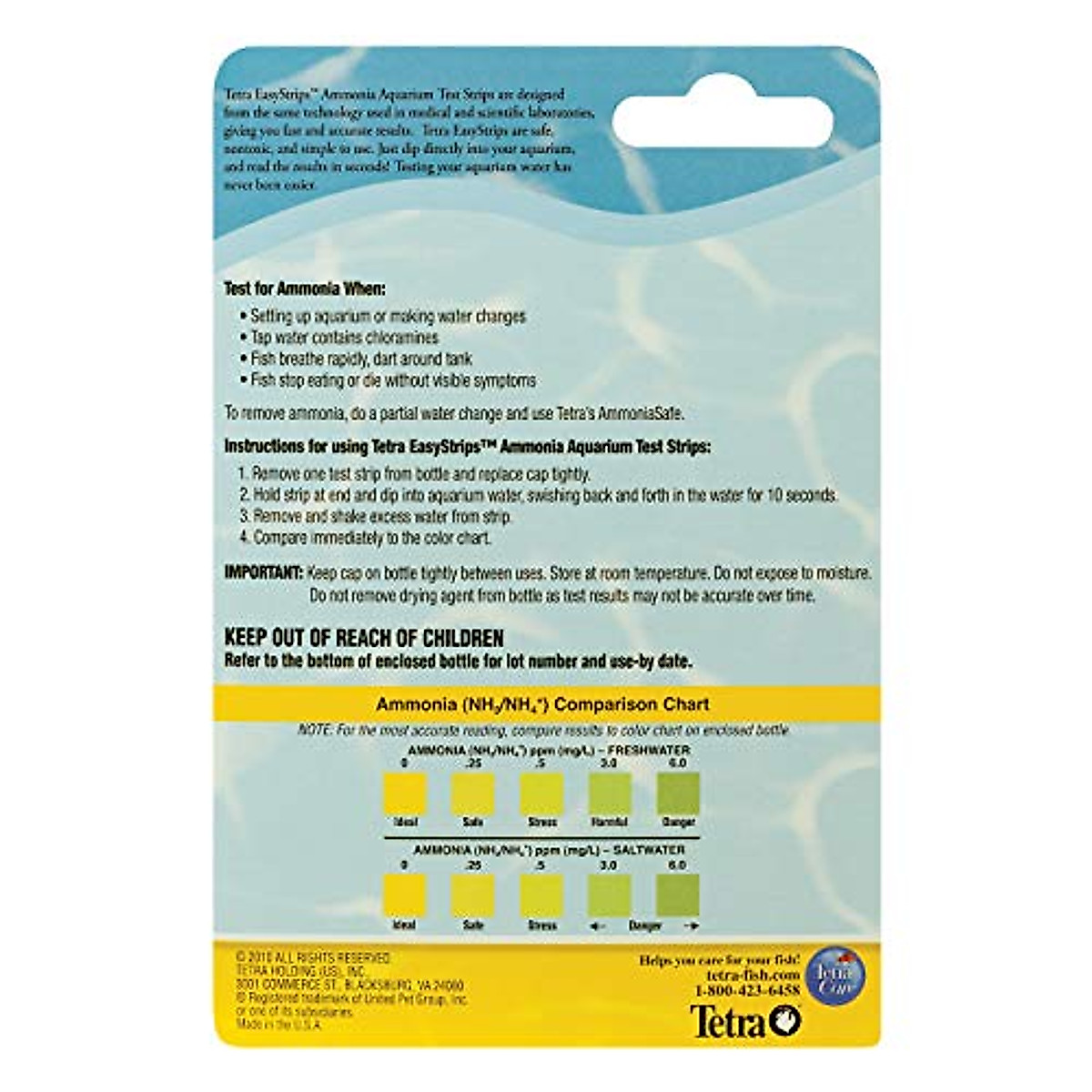 Tetra EasyStrips 25 Count, Ammonia Test Strips For aquariums, Water Testing, 25-Strip, Model:19540