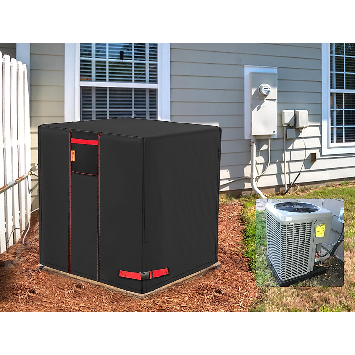 Air Conditioner Cover for Outside Units, Winter AC Condenser Cover Waterproof Outdoor Square Air Conditioner Covers for AC Units, Fits up to 30 x 30 x 32 inches(30''X30''X32'')