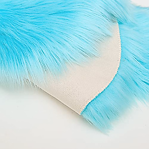 LBYCCO Luxury Soft Faux Sheepskin Rug,Fluffy Area Rug Shag Rug for Bedroom Kids Room Fur Rug, 2x3ft (Sheepskin Shape) (2x3, Sky Blue)