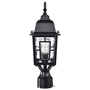 Nuvo 60/4929 Banyan Outdoor Post Lantern Light Fixture with Clear Water Glass, 17.25 x 6.13 Inches, Textured Black