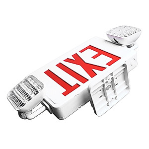 Led Exit Signs With Emergency Lights, Emergency Exit Sign With 2 Emergency Light AC85 to 265V for Schools, Churches, Hospitals