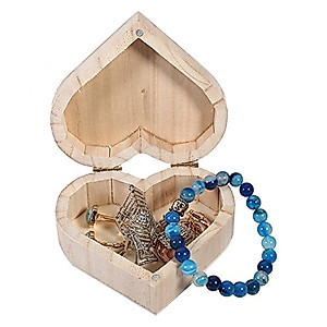Yosoo Handcrafted Wooden Storage Box Heart Shaped Jewelry Box Container Organizer Portable