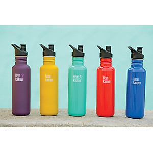 Klean Kanteen Classic Stainless Steel Single Wall Non-Insulated Water Bottle with Sport Cap, 27-Ounce, Brushed Stainless