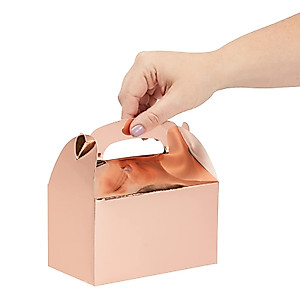 Juvale 24 Pack Rose Gold Gable Boxes for Baby Shower, Wedding, Birthday Themed Party Favors (6.2 x 3.5 x 3.6 In)