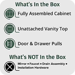 Spring Mill Cabinets Emlyn 30 Inch Bathroom Vanity with White Single Sink Top, 2-Door Cabinet, 1 Drawer, 30.5" W x 18.75" D x 32.89" H, Pearl Gray