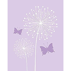 The Studio Resource, Inc. White and Purple We Made A Wish And You Came True Dandelion and Butterfly Nursery Print; 3-8x10 Paper Poster