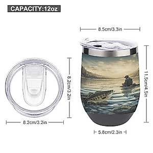 WYUSPGK 304 Stainless Steel Insulated Cup, Lake Fish Fishing Print Smooth Rim, Durable & Reusable - Perfect for Office, Home, And Travel