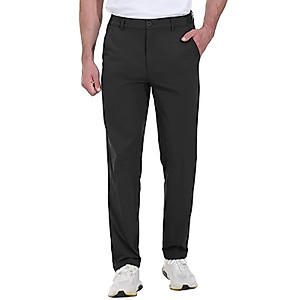 Rdruko Men's Stretch Golf Pants Quick Dry Lightweight Casual Dress Pants with Pockets(Black,US 34)