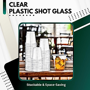 Green Direct Clear Disposable Cups | PET 2 oz Plastic Shot Glasses for Vodka, Whiskey, Tequila, Wine, and Jello Shots | Mini Party Cups for Tastings, Weddings, Catering, and Events, Pack of 100