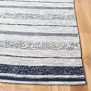 SAFAVIEH Striped Kilim Collection 6' x 9' Ivory / Navy STK517A Handmade Flatweave Cotton Area Rug