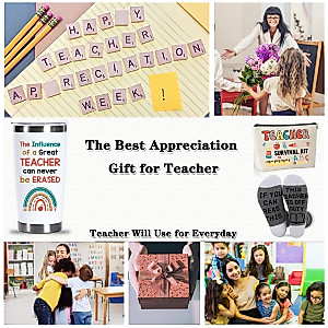 tGifGLonyi Teacher Appreciation Gifts for Women,Teachers Tumbler From Student, Gifts For Coach,Funny Socks Thank You Basket Box for New Teachers, Coffee Mug 20 oz