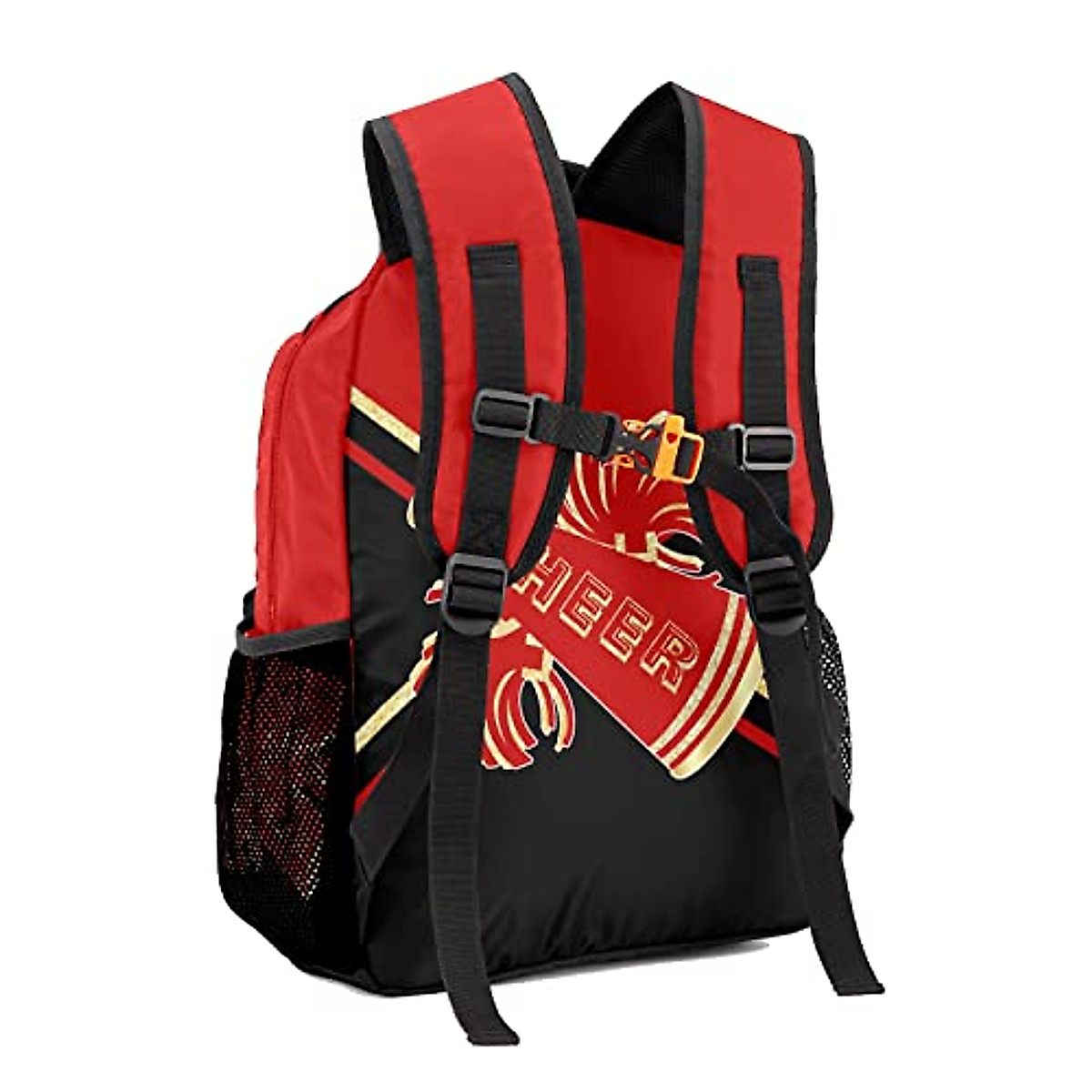 zaaprintblanket Personalized Custom Red Cheerleaders Horn Sport Backpack Shoulder Bag with Chest Strap With 2 Side Pockets