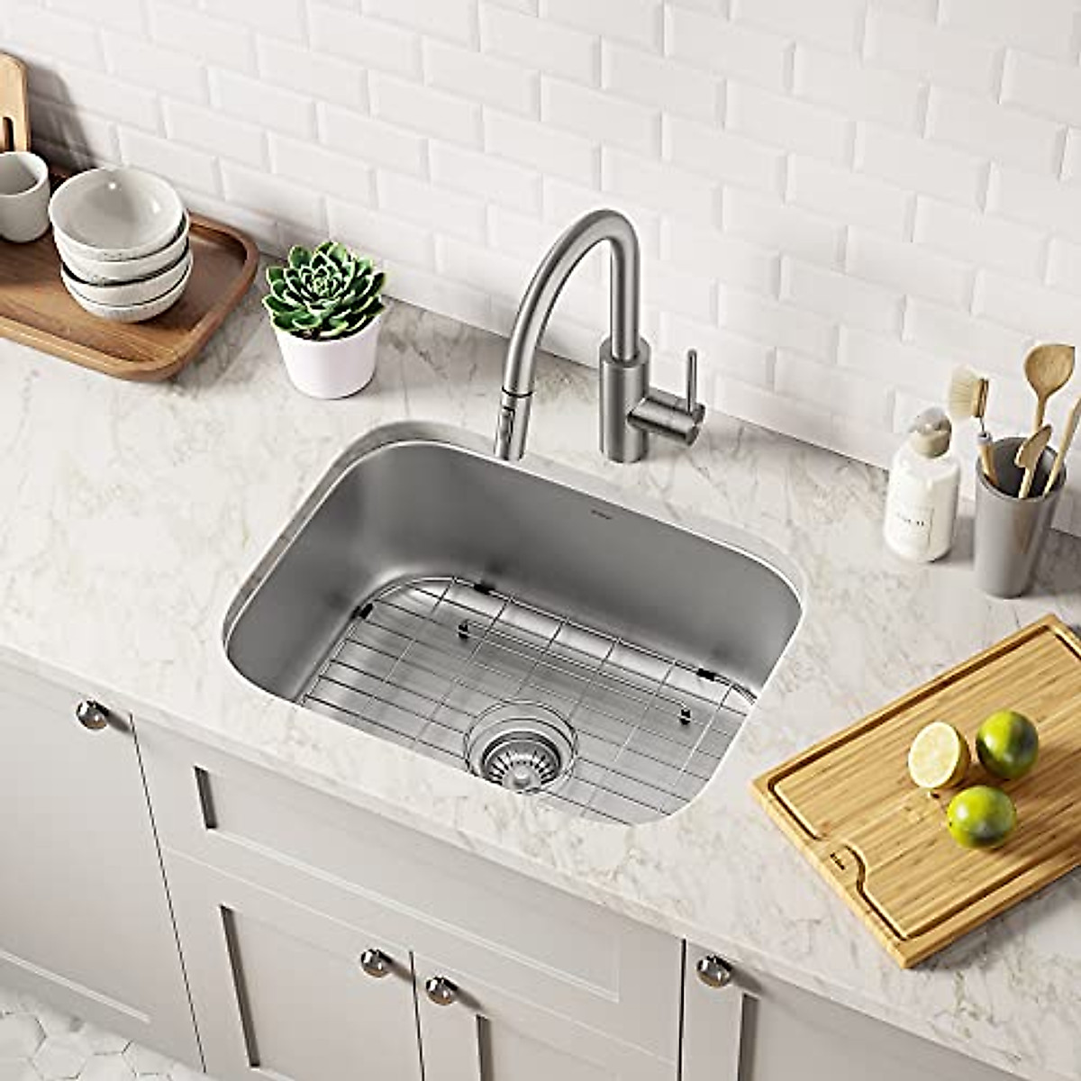 Kraus KBU12 23 inch Undermount Single Bowl 16 gauge Stainless Steel Kitchen Sink