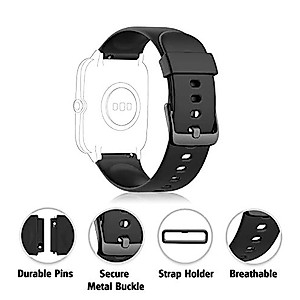 ZURURU Soft Silicone Smart Watch Replacement Bands Straps 19mm for Veryfitpro ID205L, ID205S, ID205U, ID205 Fitness Watch Black