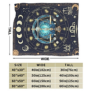 Homieblanket Libra Zodiac Blanket for Boys Girls, Secret Astrology Themed Design Printed Throw Blankets for Kids Lap, Chair Sofa, Soft Fleece Cozy Blanket, 40"x 50"
