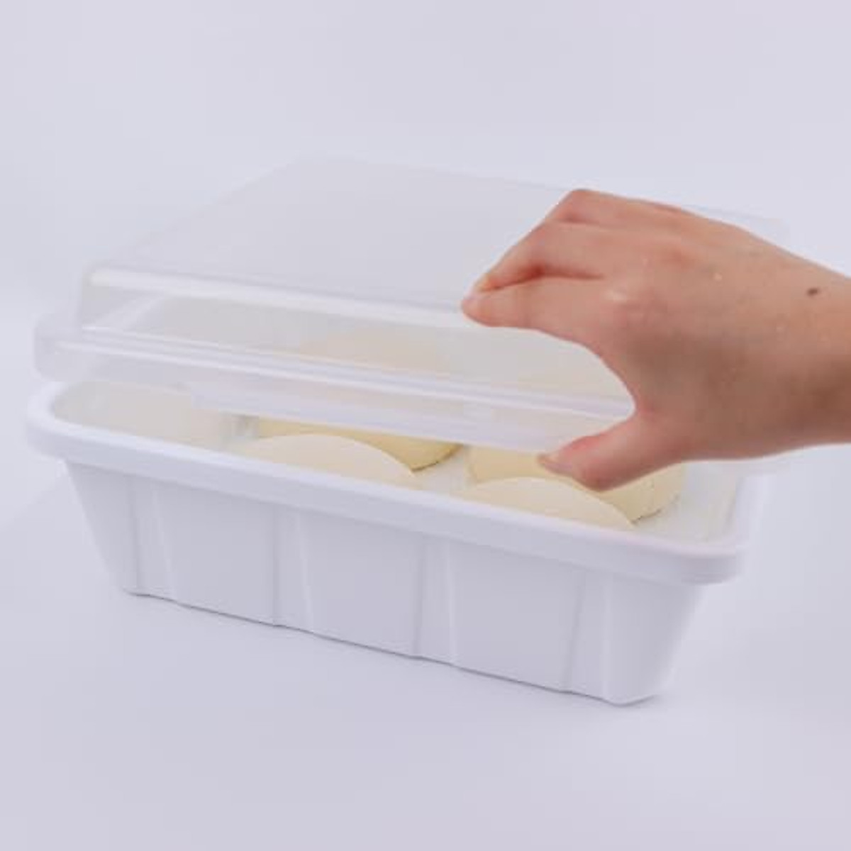 Purekra 2 Pack Pizza Dough Proofing Box, Large Dough Proofing Container,12 x 12 Inch, Fits 4 Dough Balls, 200 OZ Stackable Pizza Dough Tray With Lid, Dishwasher Safe (White)