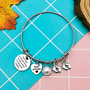 Heigebi Twin Mom Gift Mom Bracelets Twins Jewelry Gift New Mom Gift Mommy to Be Gift Announcement Gift for Wife from Husband New Mom Bracelets Mom Gift Mother's Day Gift Birthday Gift