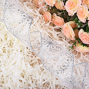 Livder 2.5 Inch Wide Christmas Wired Ribbon Snowflake Organza Sheer Glitter Ribbon for Xmas Tree, Wreath, Party Decoration, Gift Wrapping (Silver-White, 10.9 Yards)