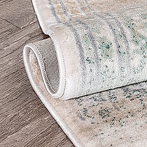 Well Woven Kensington Melange Blue Modern Oriental Medallion Vintage Distressed Area Rug 7'10" x 10'6"