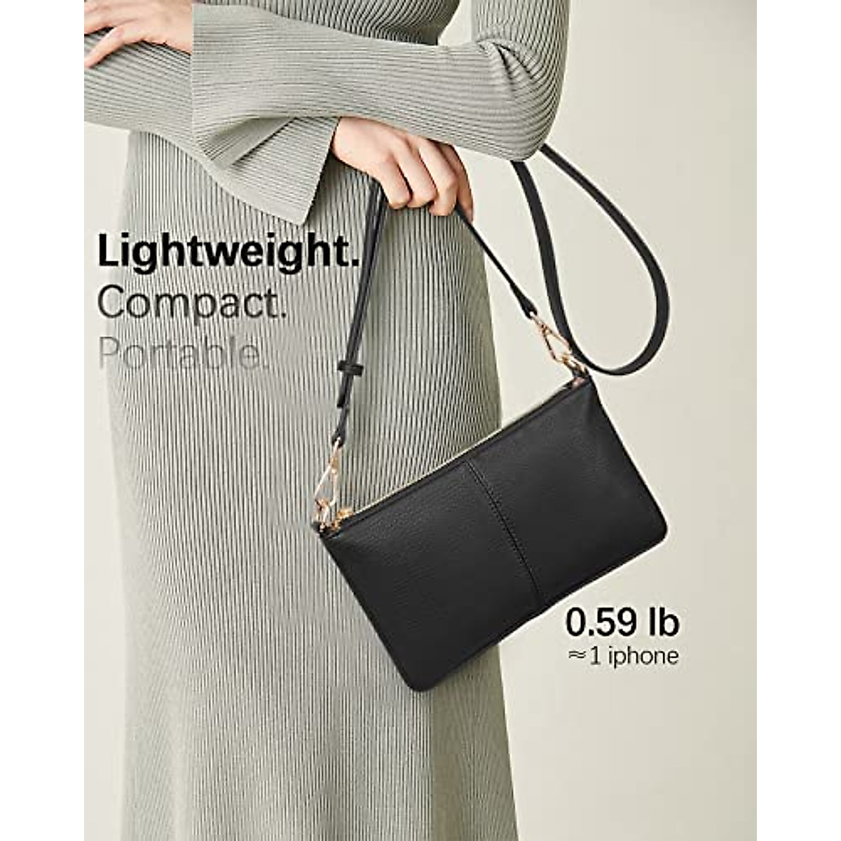 BOSTANTEN Small Purses for Women Crossbody Bags Leather Wristlet Purses Envelope Clutch Purse Black