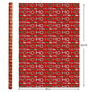 Lulu Home Christmas Wrapping Paper Set, 10ft x 30inch - 4 Rolls (100 sq. ft. ttl.) Kraft Brown Wrapping Paper, Assorted Rustic Thick Gift Jumbo Wrapping Paper for Xmas Holiday Present Packaging
