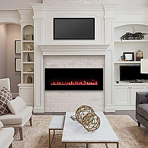 Northwest Electric Fireplace Wall Mounted, Color Changing LED Flame and Remote, 50 Inch, (Black), 50", Midnight