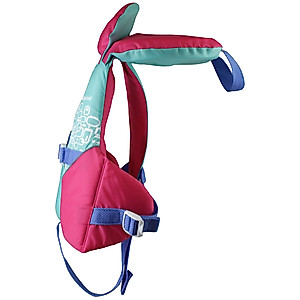 Stohlquist Infant Life Jacket - Coast Guard Approved PFD Life Vest for Small Children, Support Collar, Grab Handle, Fully Adjustable with Quick Release Buckle | 10-30 lb, Aqua/Pink (QF1394121)