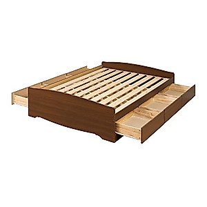 Prepac Mate's Queen 6-Drawer Minimalist Platform Storage Bed, Contemporary Queen Bed with Drawers 81.5" L x 63" W x 18.75" H, Cherry, CBQ-6200-3K