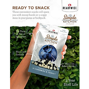 READYWISE - Simple Kitchen, Freeze-Dried Blueberries & Yogurt, Pack of 1 Vegetarian, Gluten Free, Snacks, Blueberries, Yogurt, Dried Fruit, Pre Workout, Healthy Snacks, Camping, Survival Food