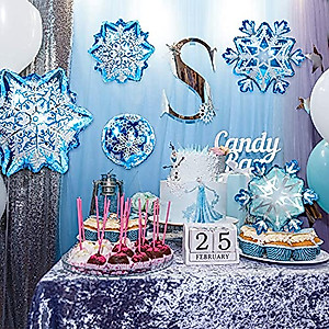 10 Pieces Large and Small Snowflake Balloons Snowflake Aluminum Foil Balloons for Christmas Winter Frozen New Year Birthday Theme Party Supplies