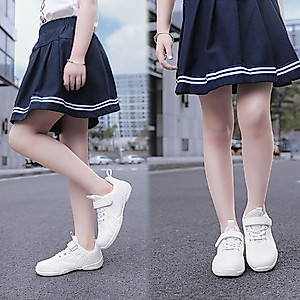 VINIGIAGIA Youth Girls Boys White Cheerleading Shoes Athletic Training Tennis Breathable Competition Mesh Hook&Loop Cheer Sneakers Size 12.5