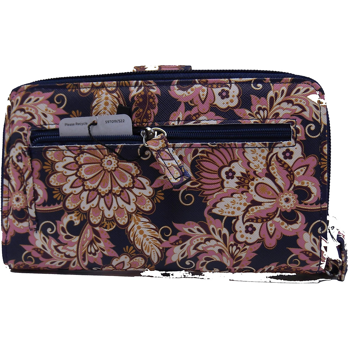 Women's Faux Leather ALL IN ONE WALLET RFID Clutch Ladies ib671x (Blue Floral)