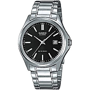 Casio MTP-1183A-1AEF Men's Watch Analogue Quartz Stainless Steel, Silver/Black, Bracelet