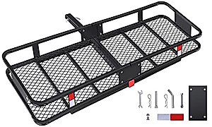 KAIZONPOT 60" x 24" x 6" Trailer Hitch Cargo Carrier Hitch Mount Folding Vehicle Cargo Basket 550lb Capacity Hitch Cargo Racks for Car