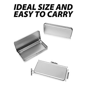 3 Pack Metal Tin Box with Lid, Metal Rectangular Tins With Hinged Lid, Portable Storage Box Containers, for Storage Drawing Pin Candies Jewelry Crafts (7.7 x 3.6 x 0.8 Inches)
