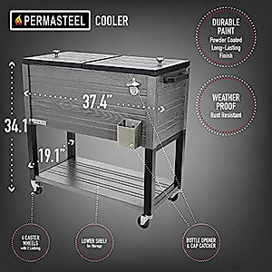 Permasteel PS-205-GRY-AM 80 Quart Patio Cooler, Gray