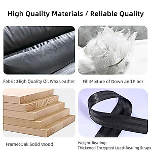 FRITHJILL 33.5" Wide PU Leather Accent Chair with Solid Wood Frame, Cozy and Stylish Living Room Bedroom Armchair, Lounge Chair with Pillow-Like Comfort, Dark Brown