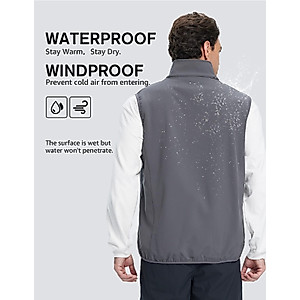 fit space Men's Lightweight Vest Softshell Sleeveless Windproof Jacket with Zipper Pcoket Cycling Travel Hiking Running Golf (Grey, Large)